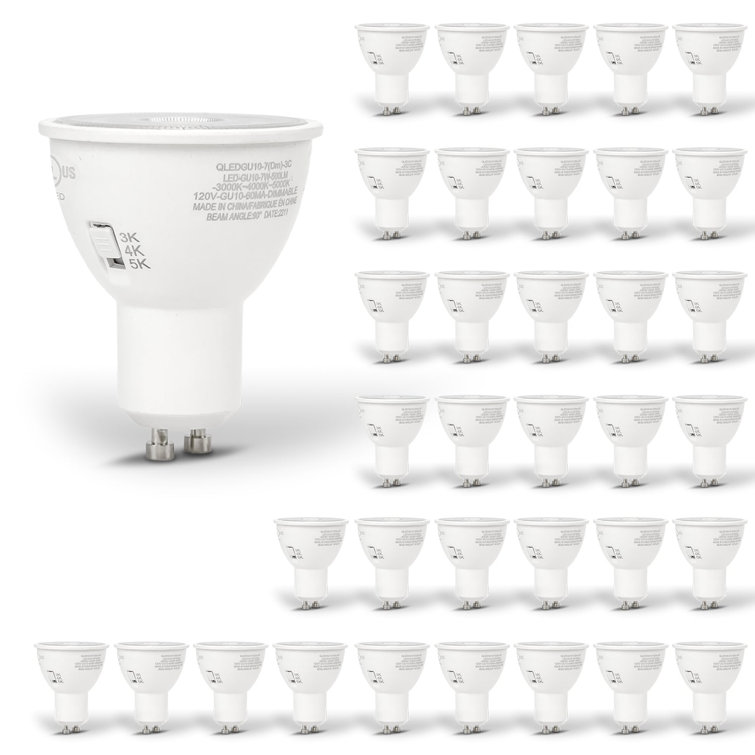 QPLUS 7 Watt (50 Watt Equivalent) MR16 LED Dimmable Light Bulb 3CCT (3000K/4000K/5000K) GU10 ...